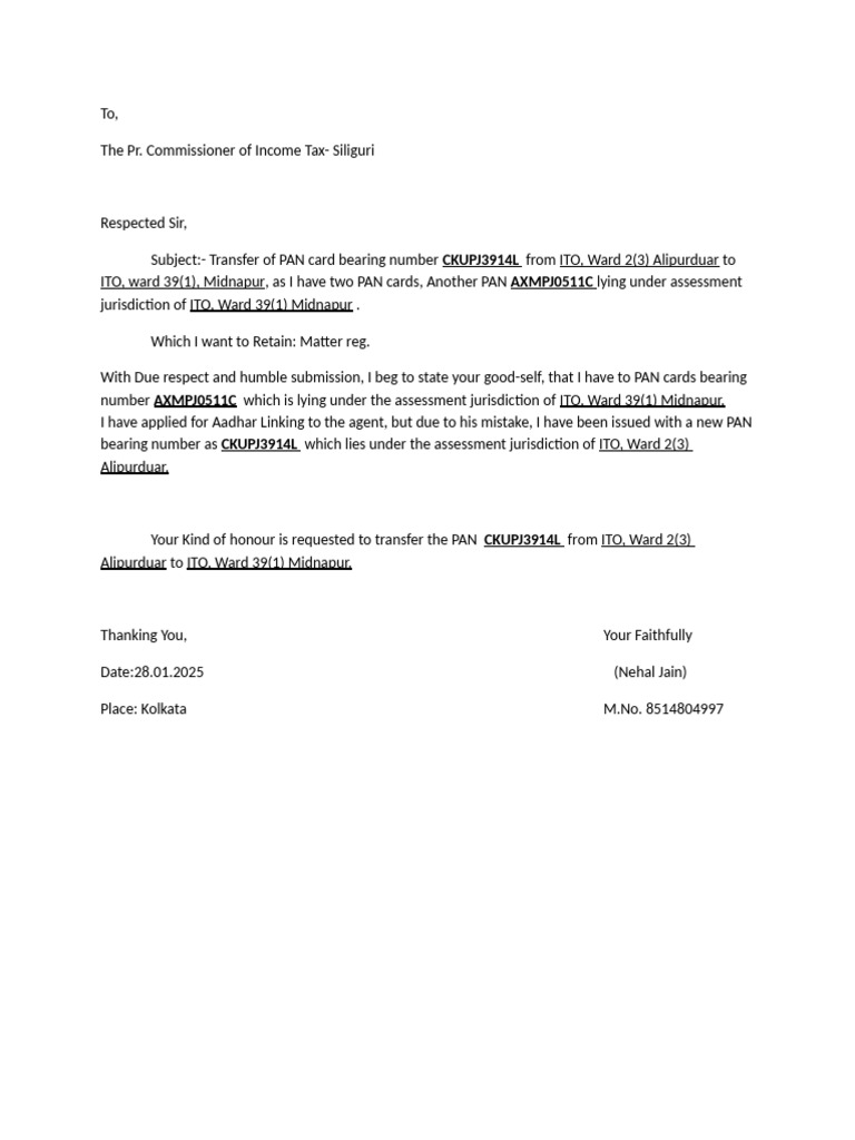 Transfer of PAN | PDF