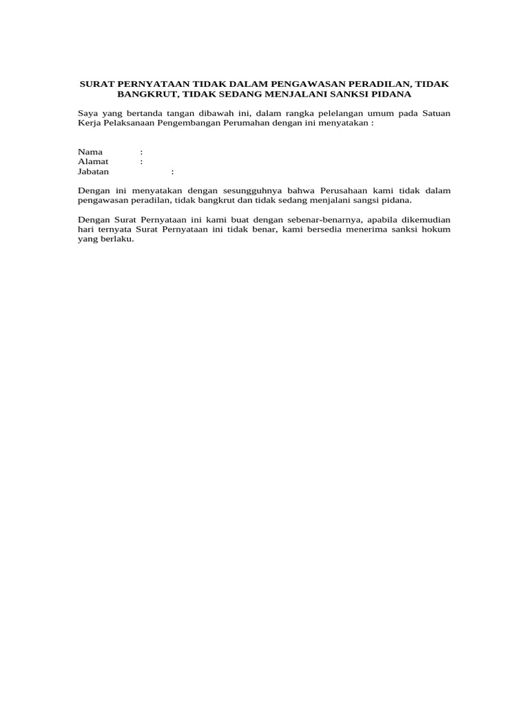 SRT Pernyataan RUSUNAWA BJM | PDF