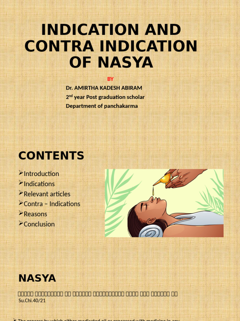 Nasya: Indications and Contraindications | PDF | Human Nose | Anatomy