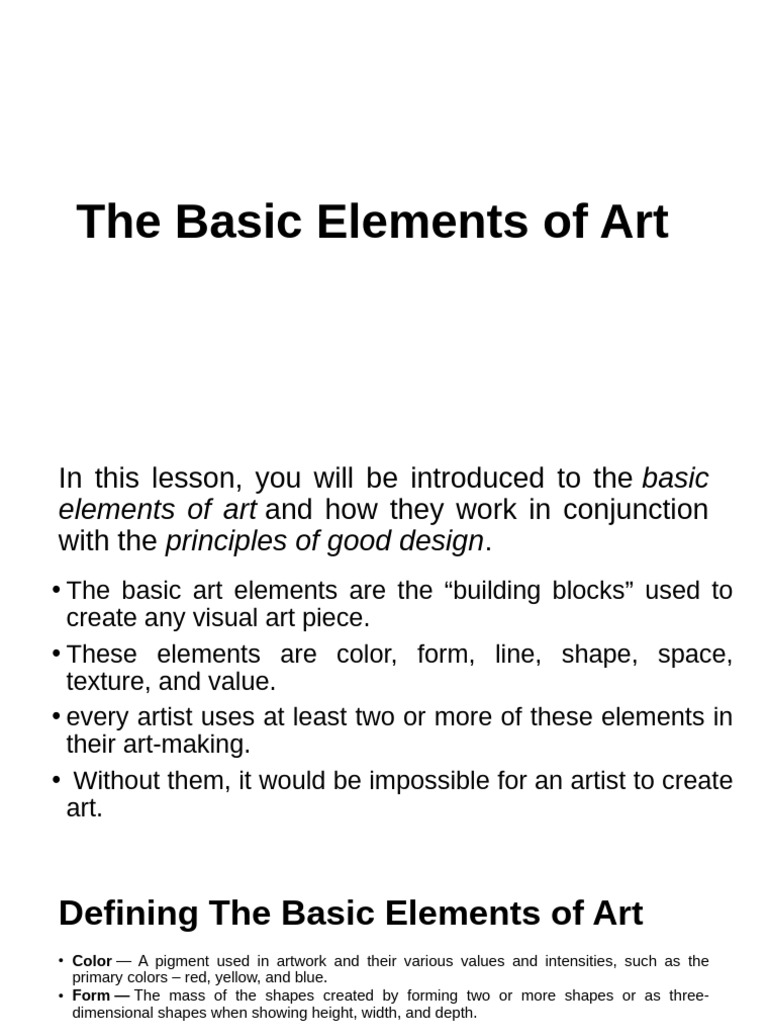 The Basic Elements of Art | PDF | Composition (Visual Arts) | Color