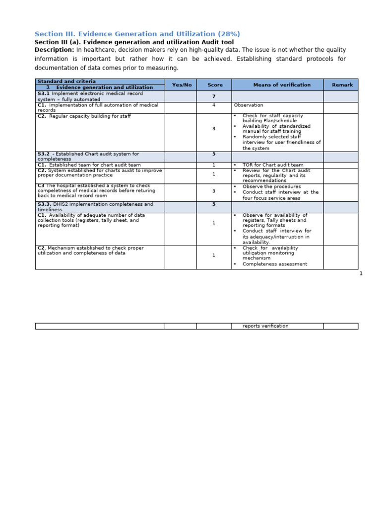 Section III A Evidence Generation and Utilization Audit Tool | PDF | Audit | Business