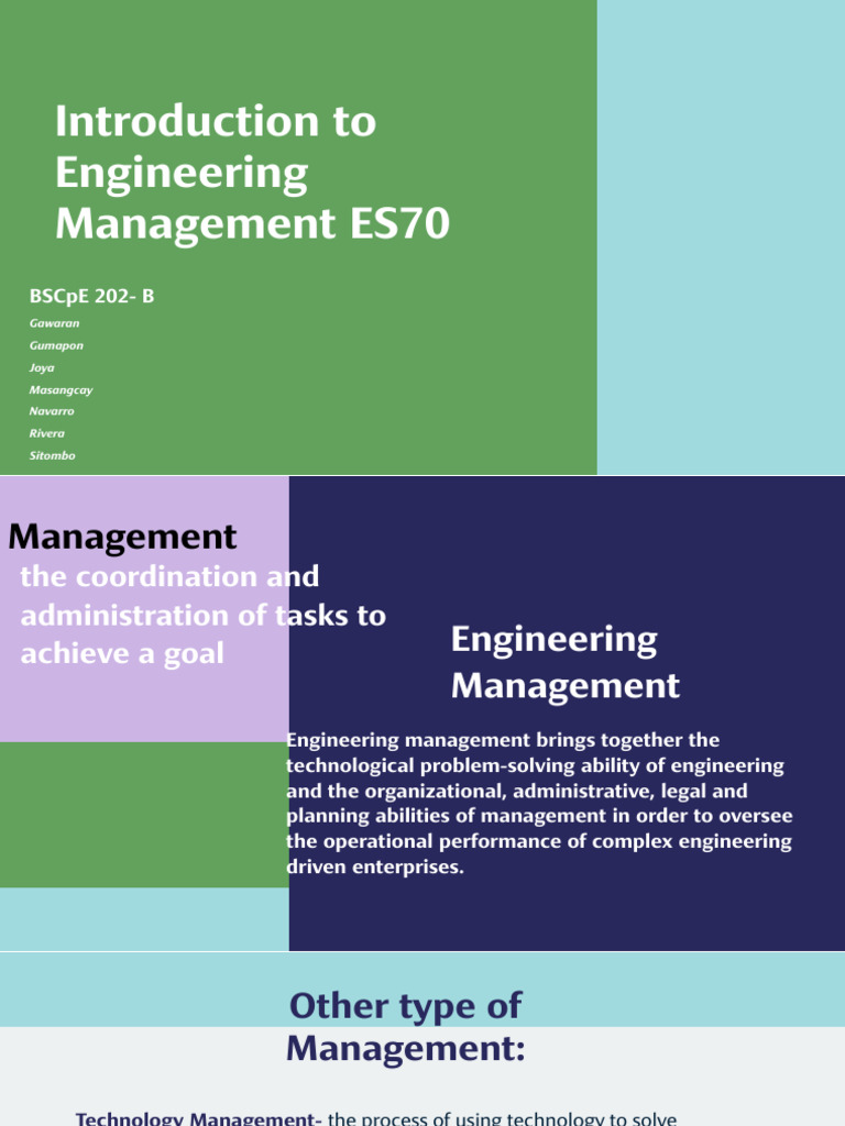 Introduction To Engineering Management ES70 | PDF | Skill | Engineering