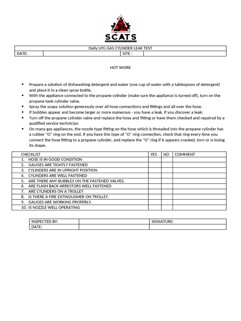 LPG Cylinder Leak Test Procedure | PDF