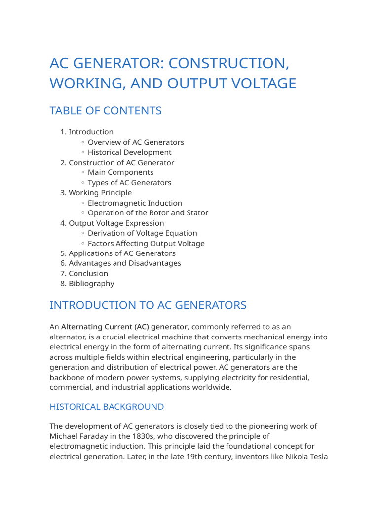AC Generator: Construction and Working | PDF | Electromagnetic ...