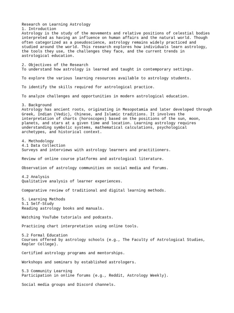 Research On Learning Astrology | PDF | Astrology | Horoscope