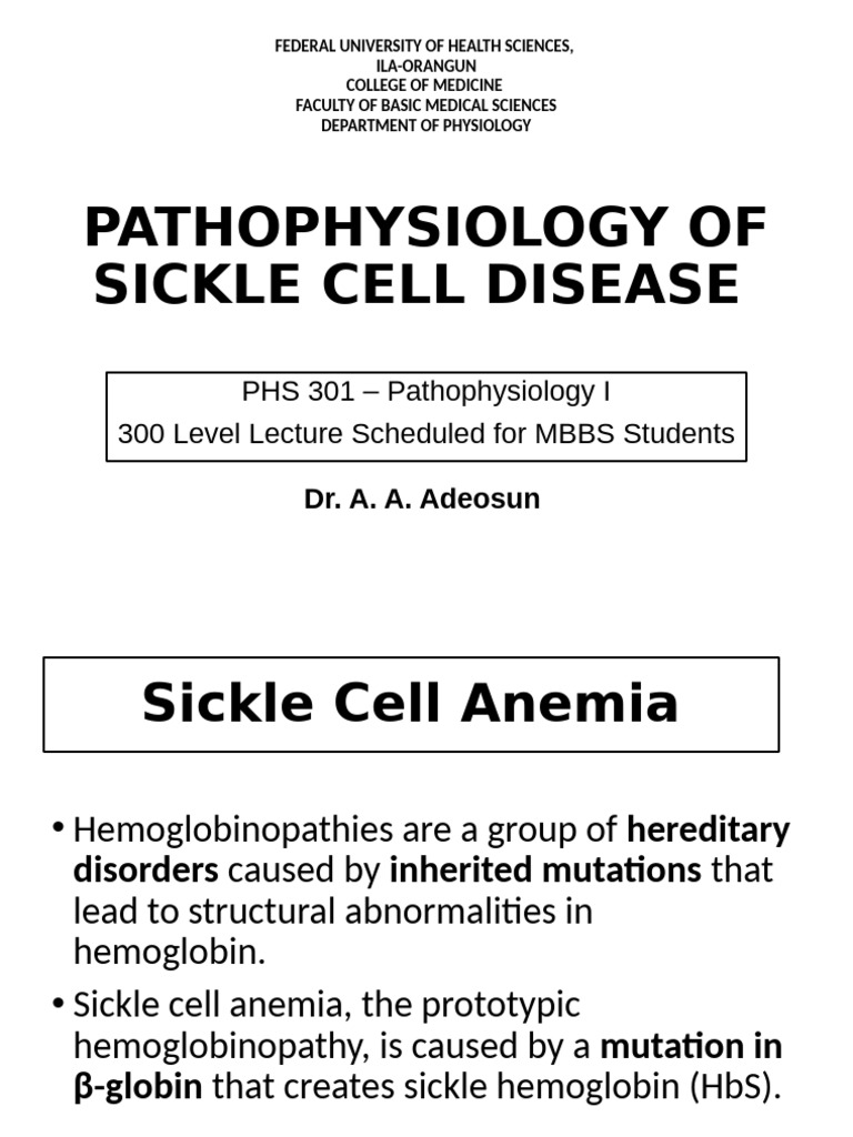 Pathophysiology of Sickle Cell Disease | PDF | Hemoglobin | Medical ...