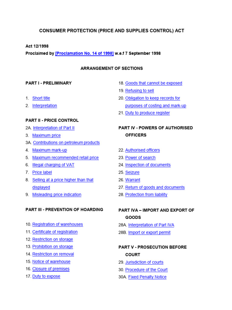 Consumer Protection (Price and Supplies Control) Act 24.09.24 Updated ...
