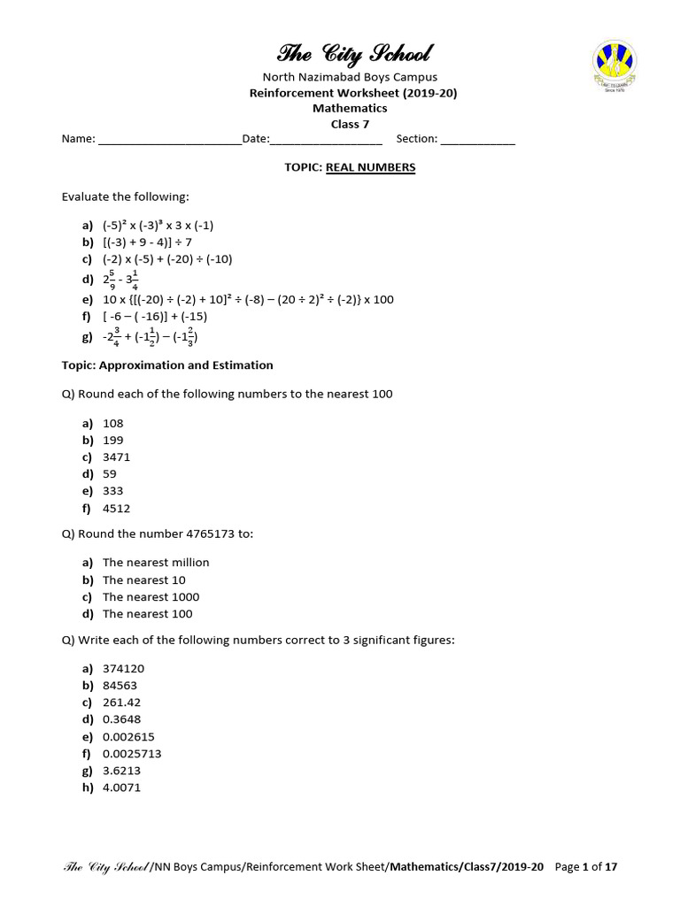 Mathematics - Reinforcement WKSH - 7 | PDF | Area | Elementary Mathematics