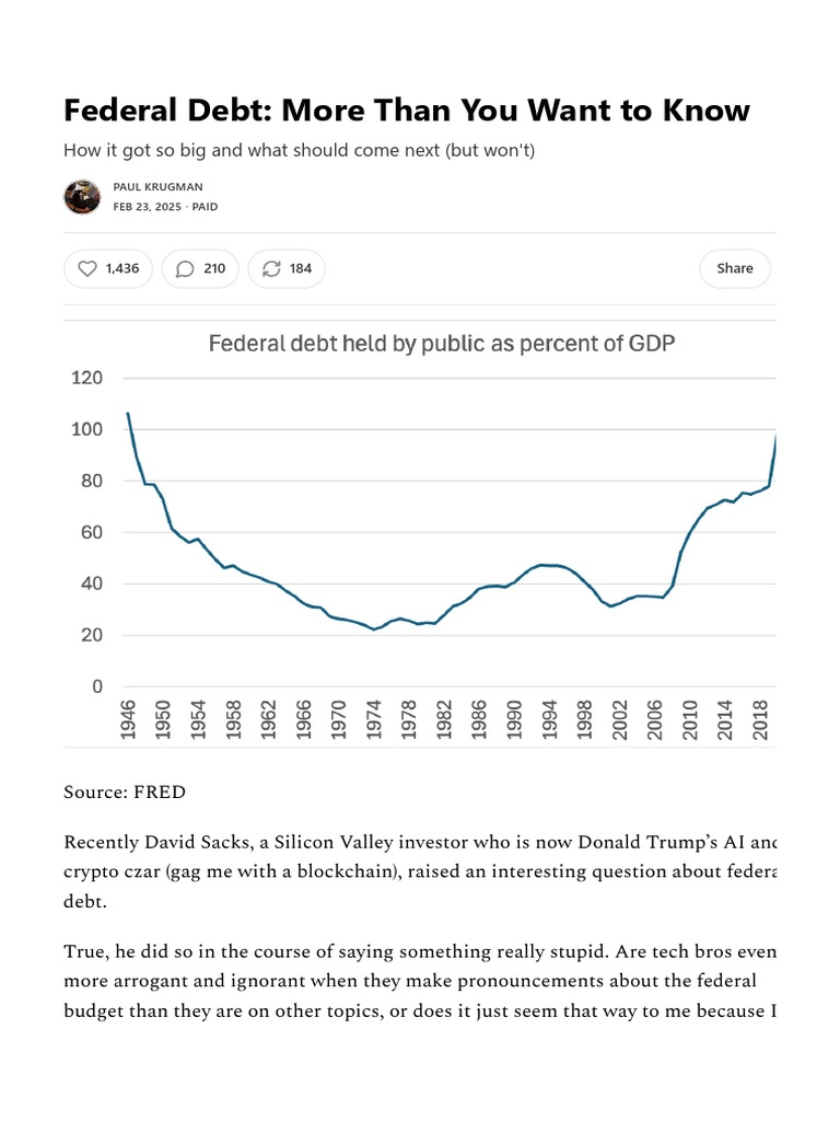 Federal Debt - More Than You Want To Know - Paul Krugman | PDF ...