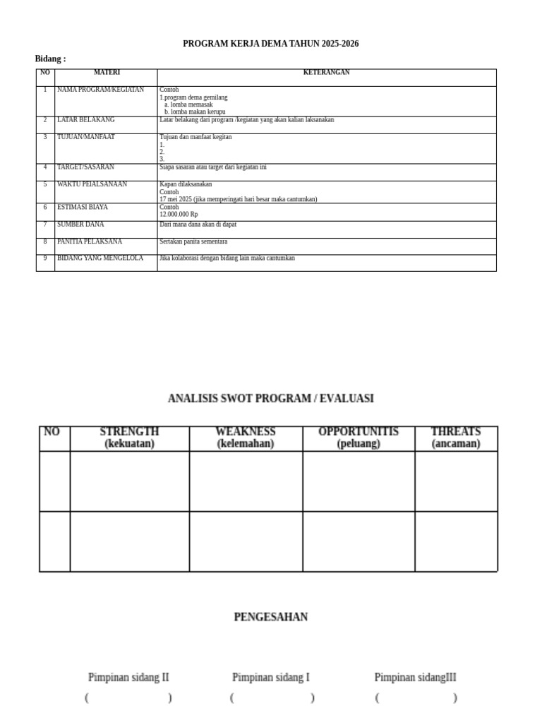 Program Kerja Dema Tahun 2025 | PDF