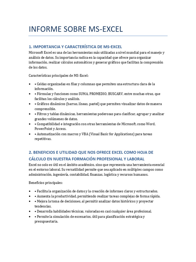 Informe de Excel Jabelly Contreras | PDF