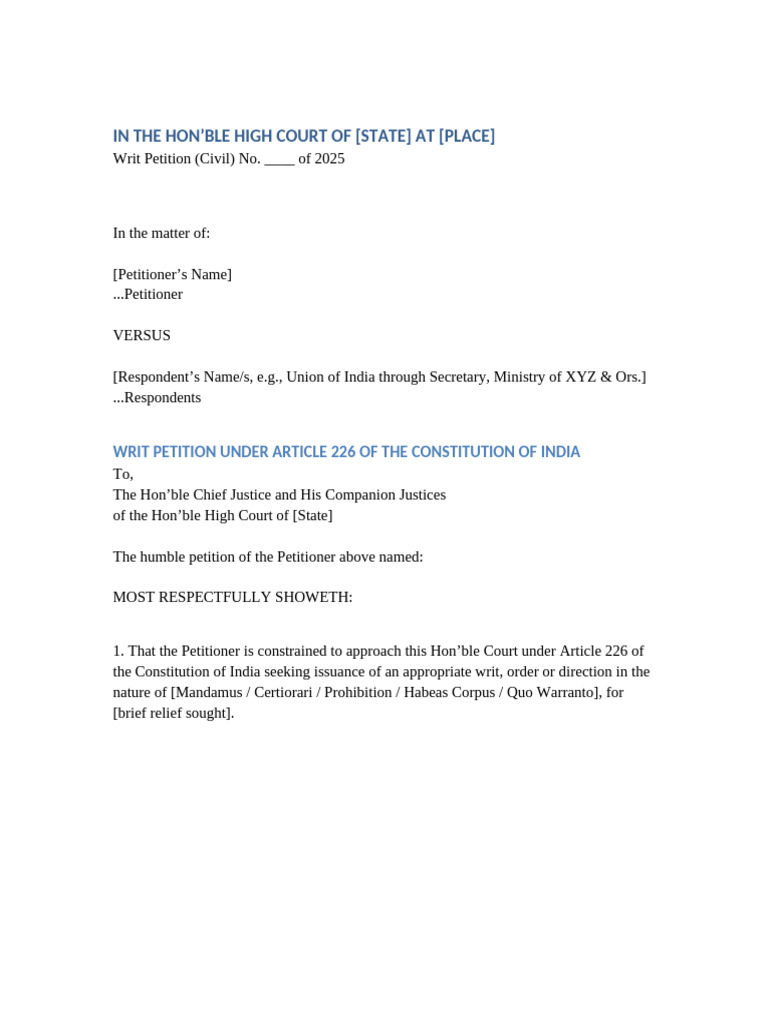 Writ_Petition_with_Applications | PDF | Writ | Judiciaries