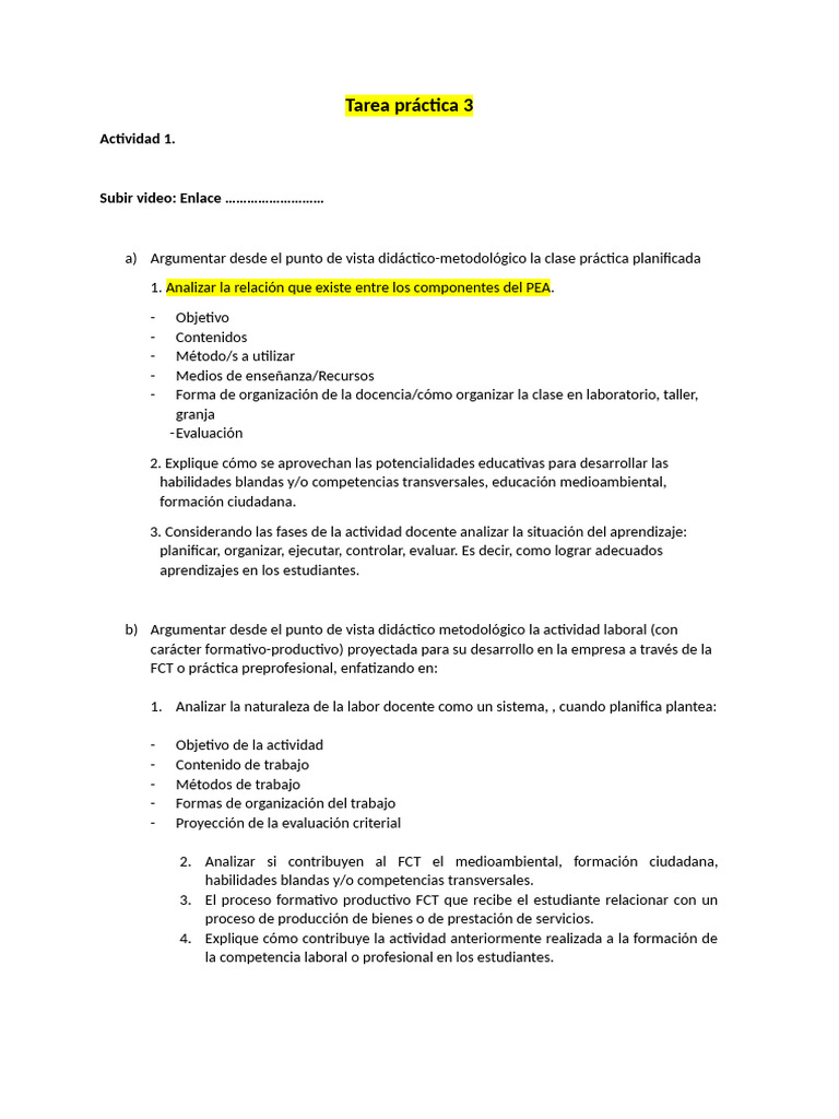 Directrices Tarea práctica 3 | PDF | Enseñando | Evaluación