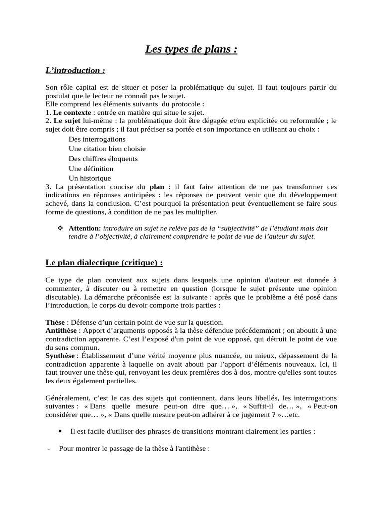Types de plans en rédaction académique | PDF | Globalisation ...