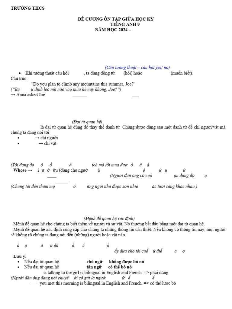 G9. GK2. Tan Mai 2024-2025 | PDF | Coral Reef | English Language