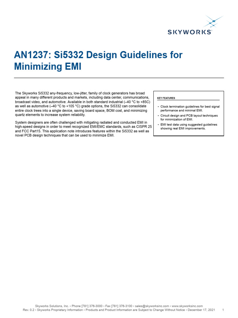 Si5332 EMI Minimization Guidelines | PDF | Electromagnetic Interference ...
