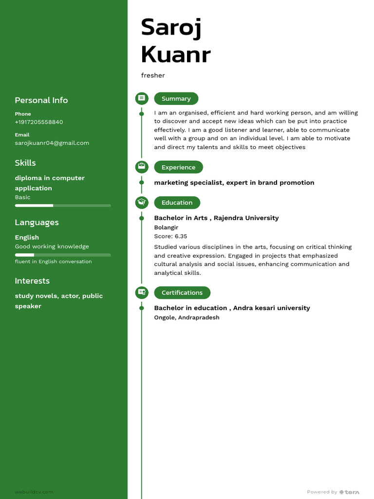 Personal Info: Fresher | PDF