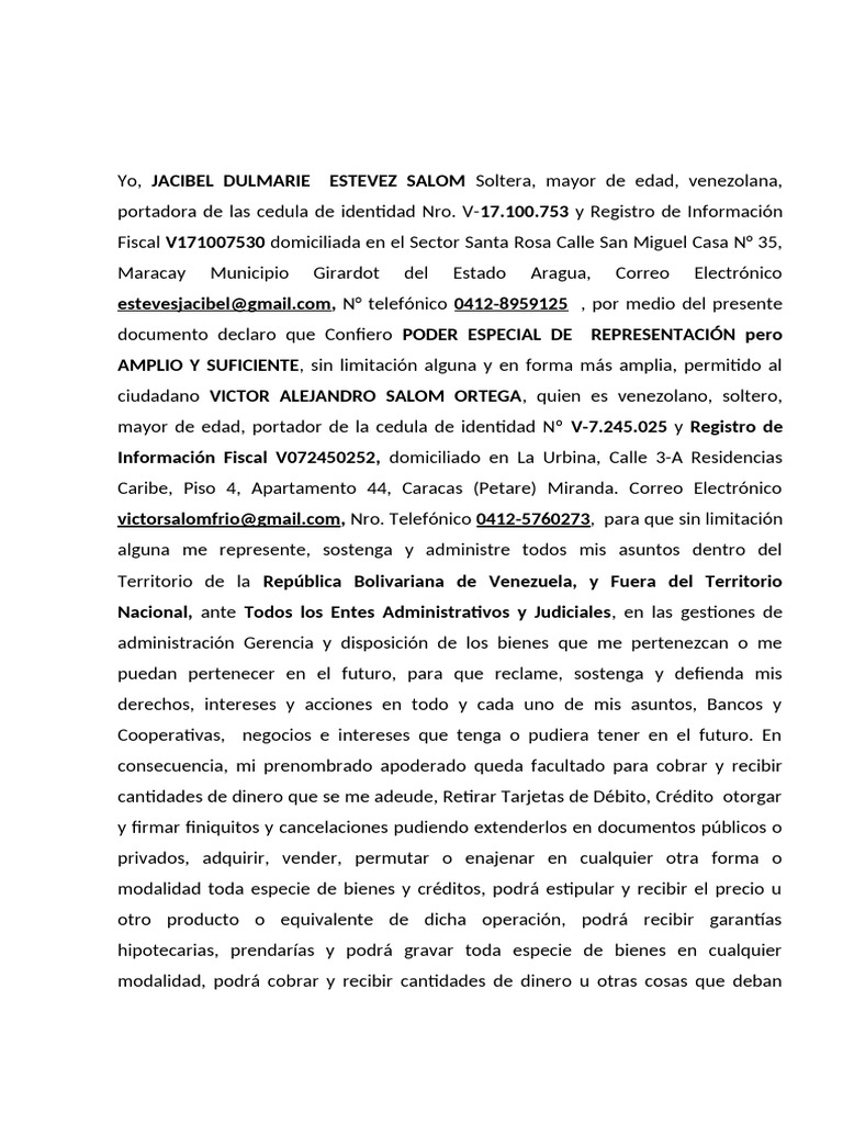 Poder General Amplio y Suficiente | PDF | Venezuela
