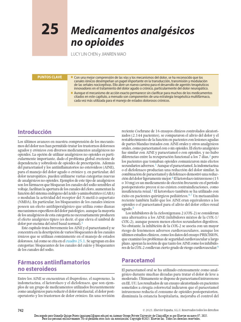 Cap 25 Medicamentos Analgésicos No Opioides | PDF | Droga anti ...