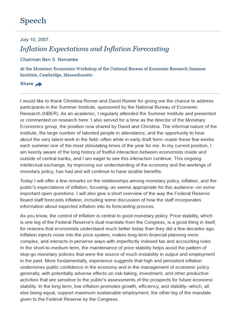 Inflation Expectations and Inflation Forecasting - Federal Reserve ...
