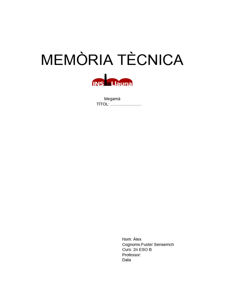 ÀLEX FUSTER SENSERRICH - Memòria Tècnica | PDF