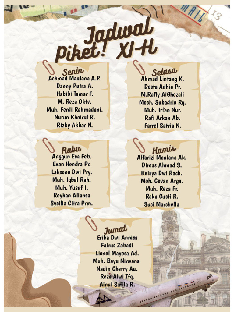 Jadwal Piket XI-H | PDF