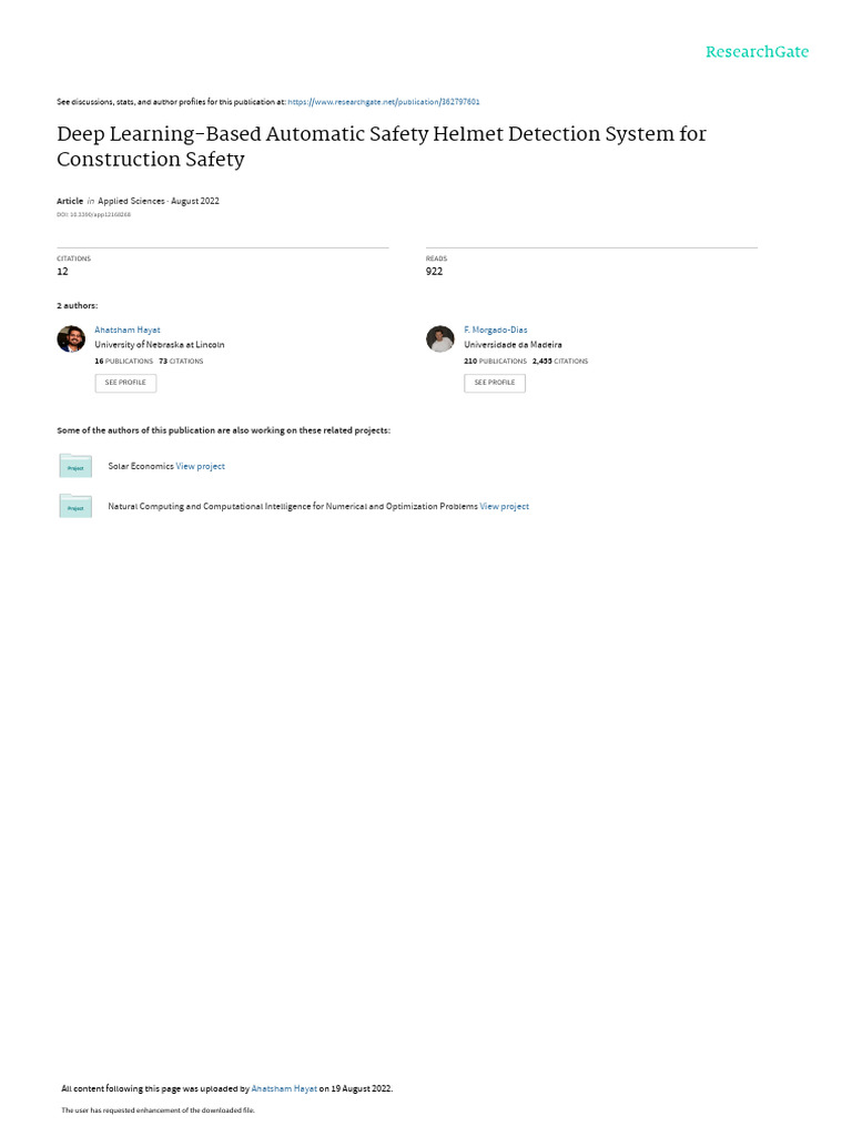 2022 - Deep Learning-Based Automatic Safety Helmet Detection System For ...