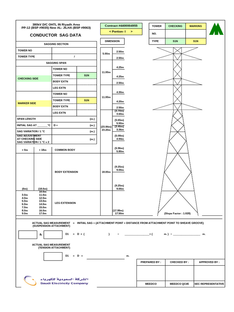 380kV CONDUCTOR Sag Form Portion 1 | PDF