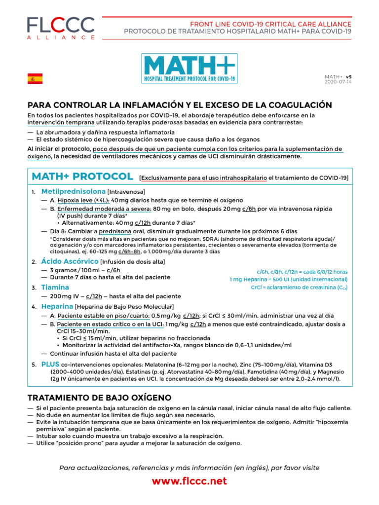 FLCCC Alliance MATHplus Protocol v5 2020-07-14 ESPANOL | PDF ...