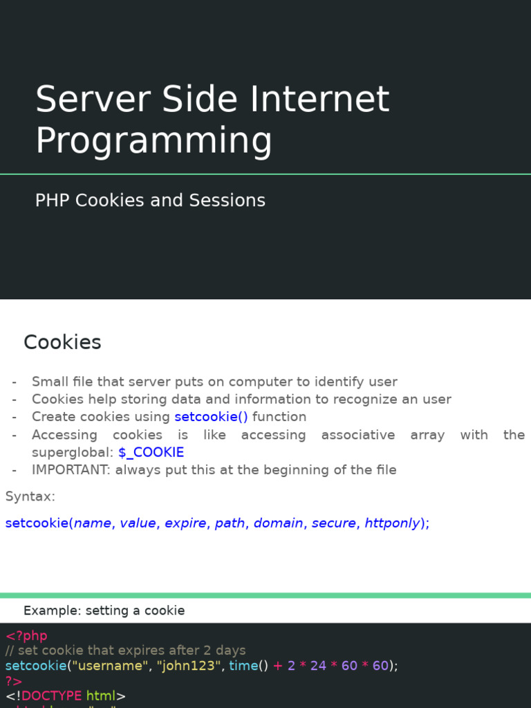 07.PHP Cookies and Sessions | PDF | Http Cookie | Login