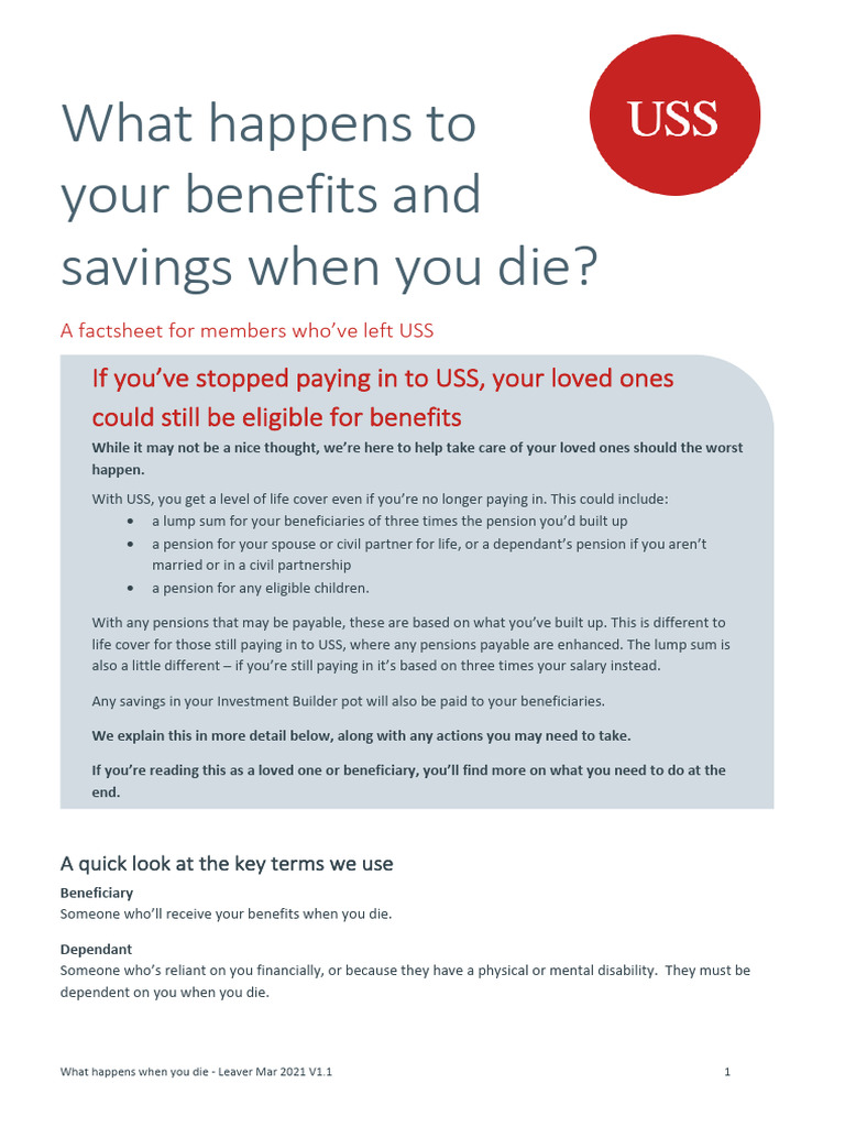 What Happens To My Benefits and Savings If I Die After Ive Left USS ...