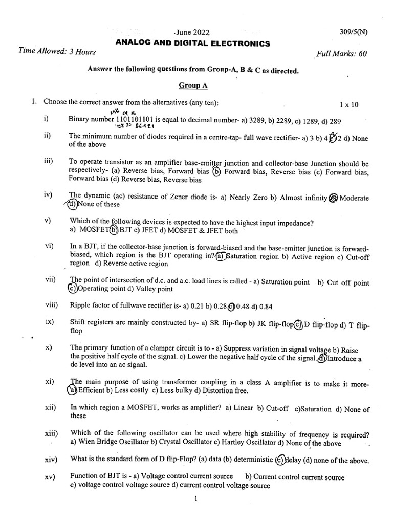 Ee Eeic Eps Eee 3 Sem Analog and Digital Electronics 309 5 N Jun 2022 | PDF