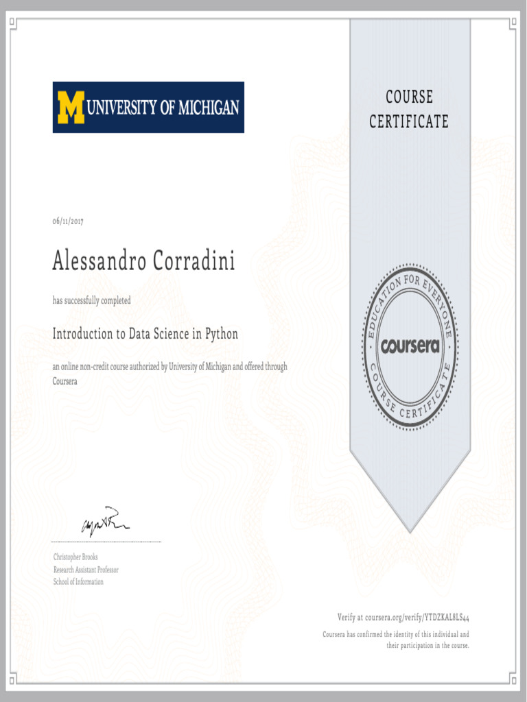 Coursera - Introduction To Data Science in Python Certificate ...