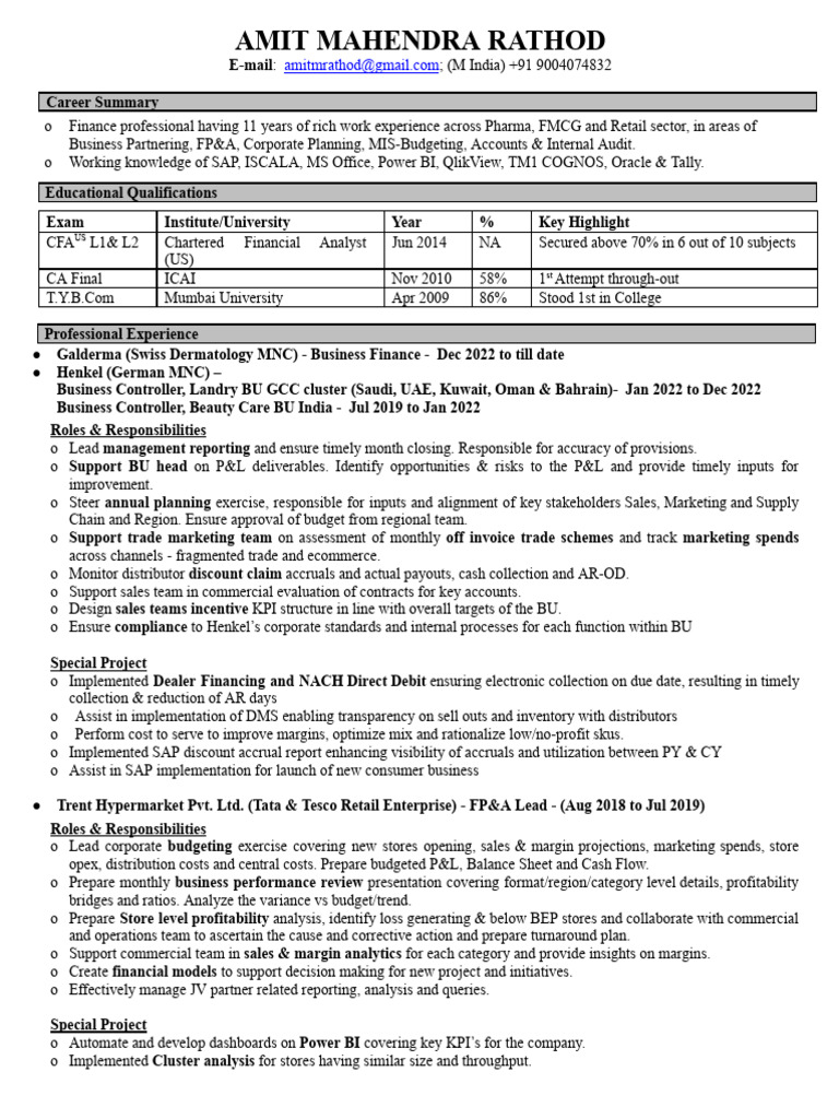Amit Mahendra Rathod Resume.docx | PDF | Insurance | Budget