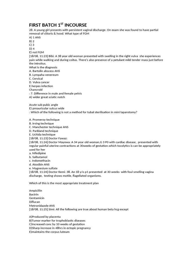 Compiled Ong Questions Ans | PDF | Childbirth | Vagina