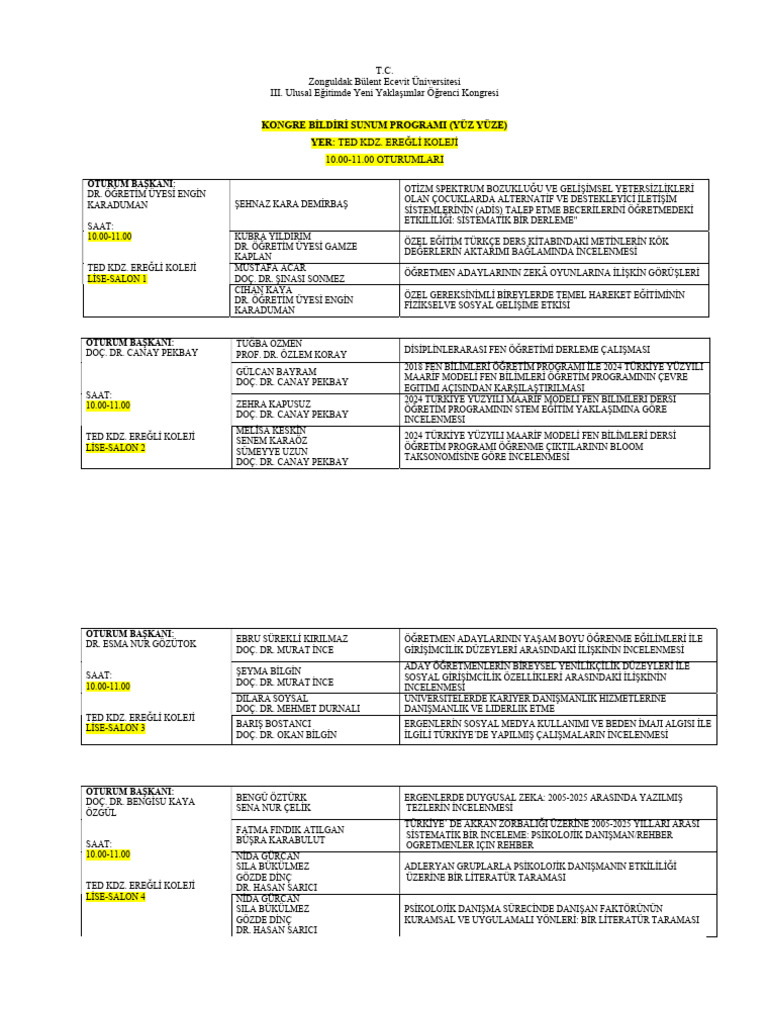 Bildiri Programi Yuz Yuze | PDF