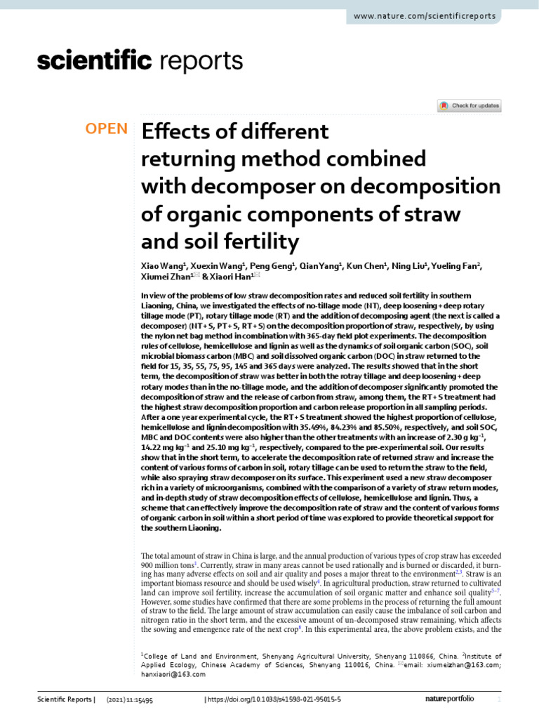 Wang Et Al., 2021, Effects of Different Returning Method Combined With ...