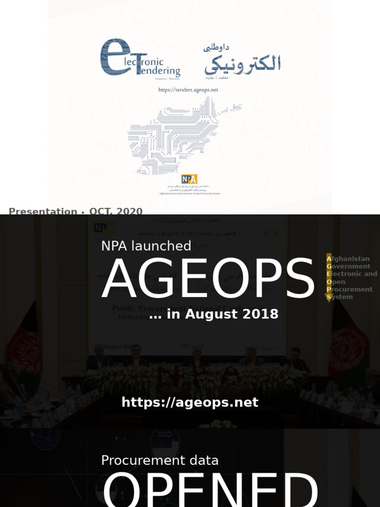 AGEOPS + e-Tendering Presentation | PDF | Procurement