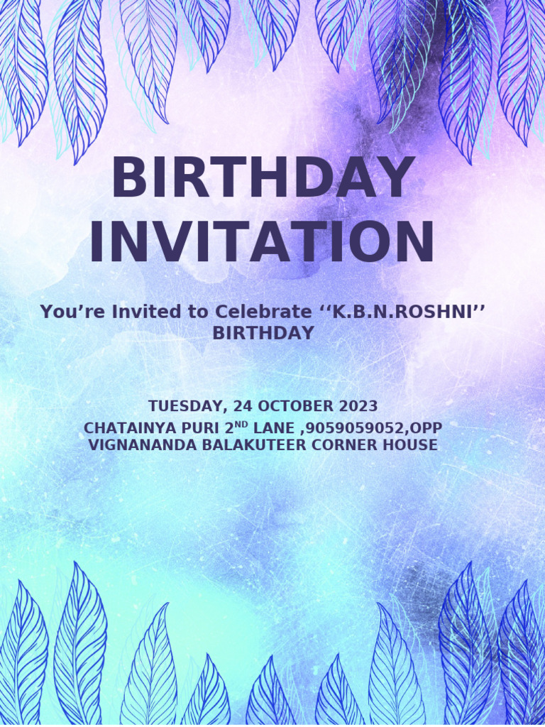 Roshni Birthday Invitation | PDF