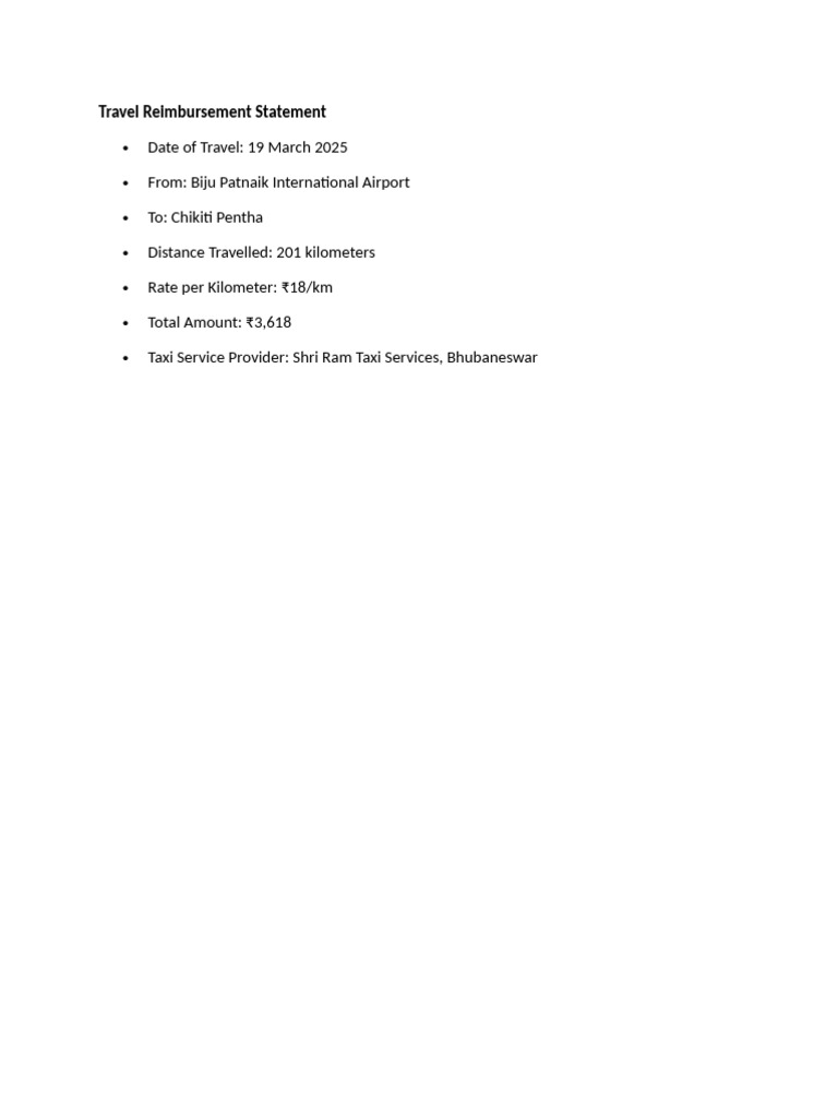 Travel Reimbursement for March 2025 | PDF