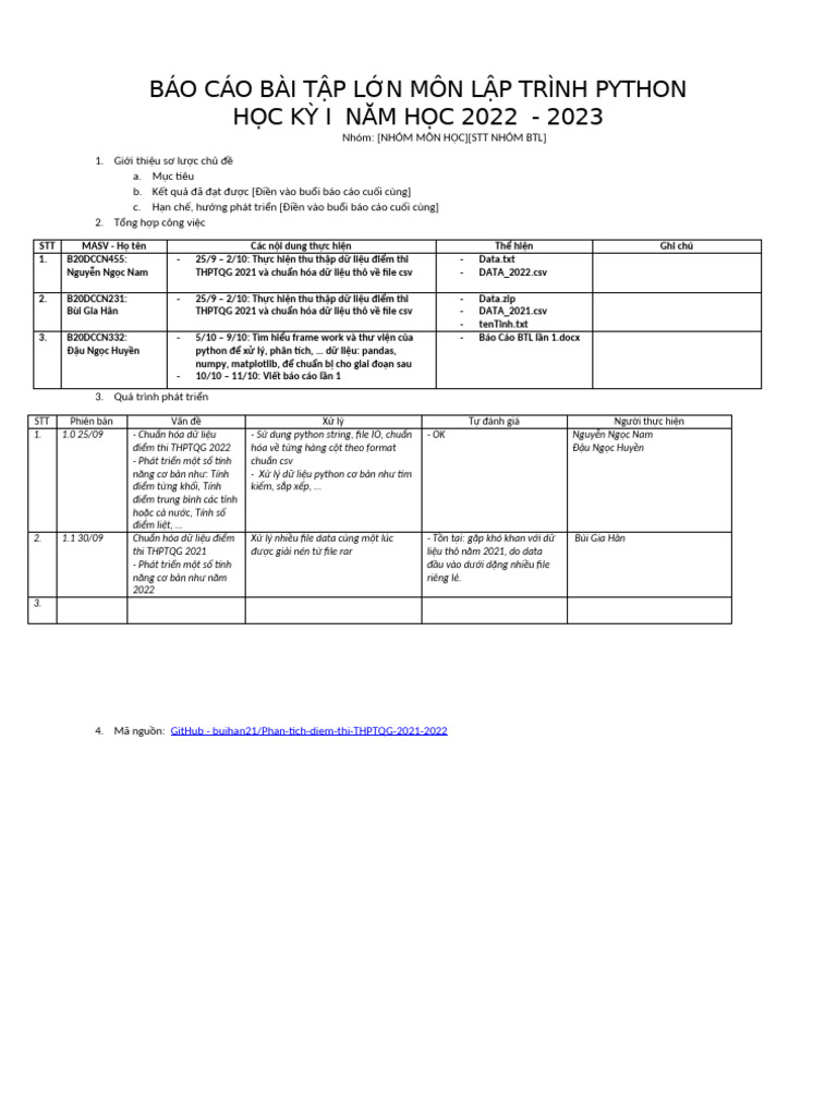Báo Cáo BTL lần 1 | PDF