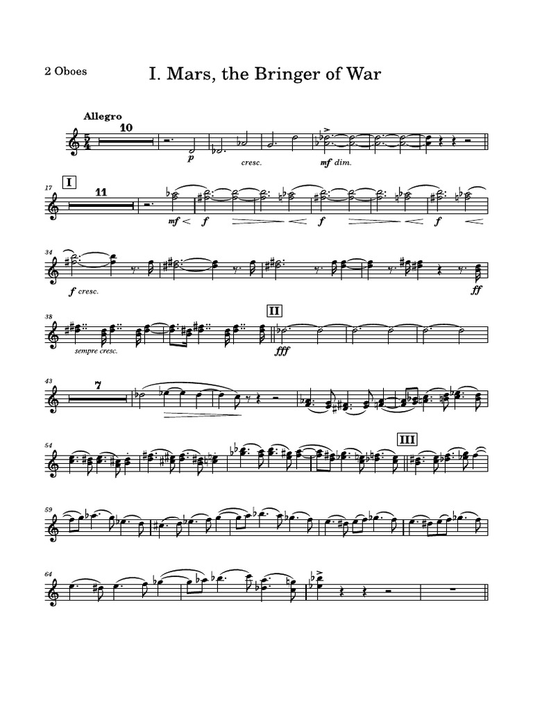 Gusatav Holst - I. Mars, The Bringer of War | PDF