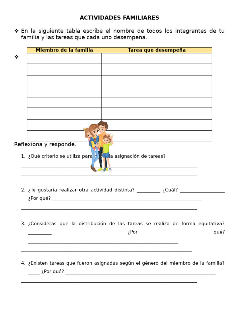 ACTIVIDADES FAMILIARES | PDF