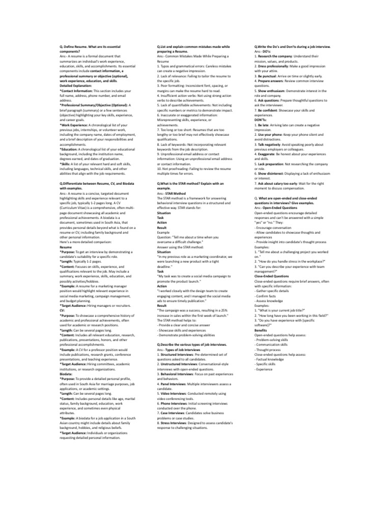 Essential Resume Components and Tips | PDF | Job Interview | Résumé