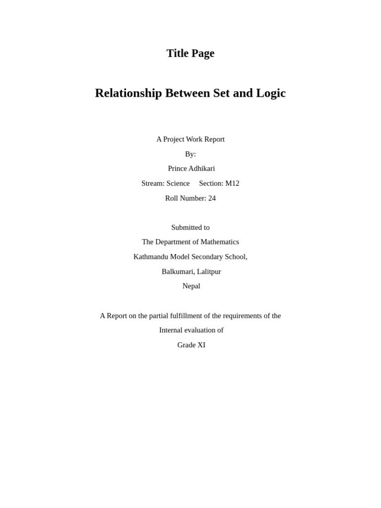 Relation between Set and logic | PDF | Set (Mathematics) | Mathematical Logic
