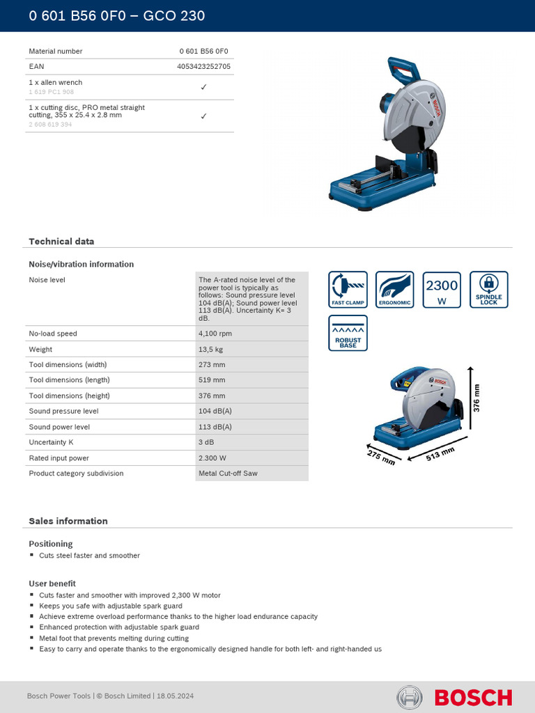 Bosch - GCO 230 0.601.B56.0F0 | PDF