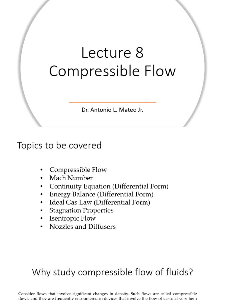 Lecture 8 On Compressible Flow - V4 | PDF | Compressible Flow | Fluid Dynamics