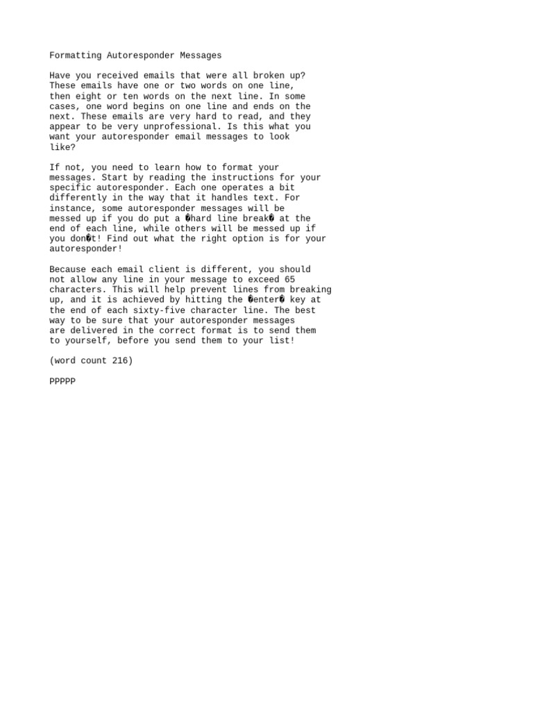 Formatting Autoresponder Messages 216 | PDF