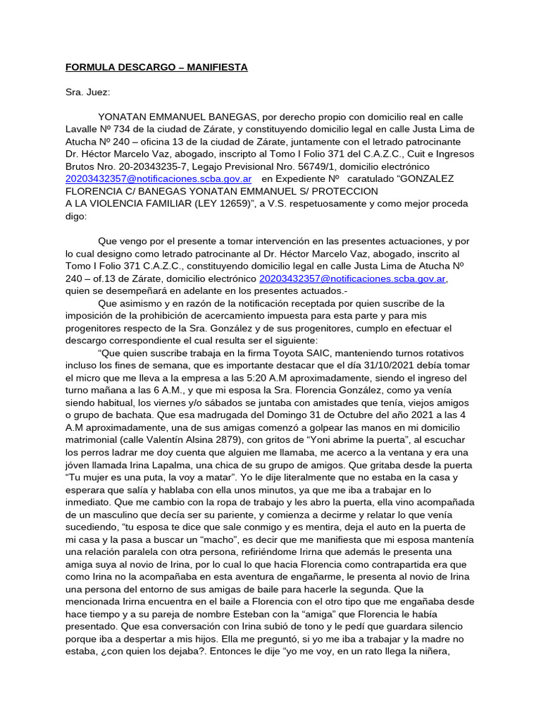 Yonatan Banegas DESCARGO | PDF