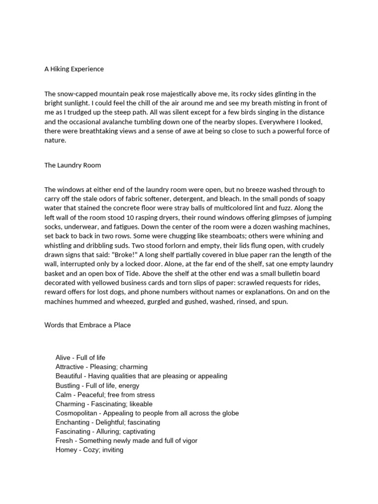 Descriptive Paragraphs Samples | PDF | Manufactured Goods | Home